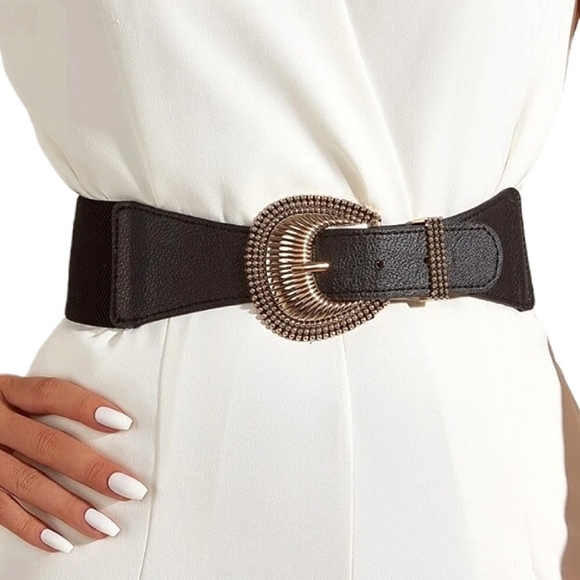 Accessories | Textured Buckle Black Wide Width Belt | Poshmark
